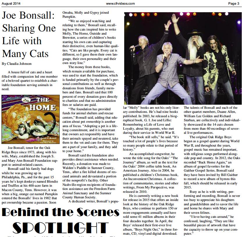 Joe Bonsall Shares One Life with Many Cats - Country Reunion Music